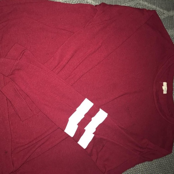 Wet Seal | Sweaters | Red Sweater With Varsity Sleeve Stripes | Poshmark